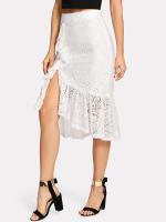 China Ruffle Hem Asymmetric Lace Skirt For Women for sale