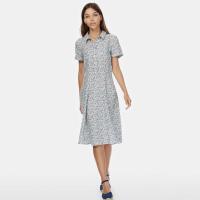 China 2018 New Boho Style Women Short Sleeve Linen Liberty Print Vintage Midi Beach Dress for sale