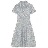China 2018 New Boho Style Women Short Sleeve Linen Liberty Print Vintage Midi Beach Dress for sale