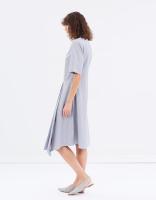 China Woman Dress Summer 2018 Apparel Short Sleeve Woven Striped Midi Dress Wholesale for sale