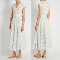 China Fashion New Women Blue White Maxi Dress Girls Wrap Dress Ladies Striped Causal Dress For Wholesale for sale
