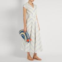 China Fashion New Women Blue White Maxi Dress Girls Wrap Dress Ladies Striped Causal Dress For Wholesale for sale