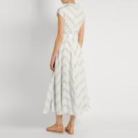 China Fashion New Women Blue White Maxi Dress Girls Wrap Dress Ladies Striped Causal Dress For Wholesale for sale