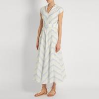 China Fashion New Women Blue White Maxi Dress Girls Wrap Dress Ladies Striped Causal Dress For Wholesale for sale