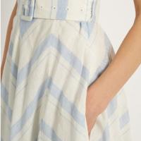 China Fashion New Women Blue White Maxi Dress Girls Wrap Dress Ladies Striped Causal Dress For Wholesale for sale