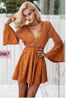 China New Design Women Long Sleeve Hollow Out Dress in Causal Dresses Mini Sexi for sale