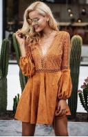 China New Design Women Long Sleeve Hollow Out Dress in Causal Dresses Mini Sexi for sale