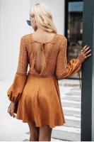China New Design Women Long Sleeve Hollow Out Dress in Causal Dresses Mini Sexi for sale