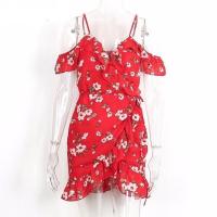 China China Clothing Manufacturers Service Womens Slip Custom Red Short Chiffon Flower Dress Mini for sale