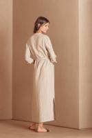 China 2018 Autumn New Arrivals Muslim Clothes Button Women Belt Maxi Shirt Dress for sale