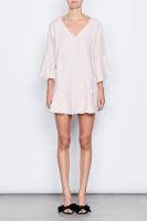 China Women Fashion Plus Size Elbow Bell Sleeve Linen Bow Tie Mini Dress for Women for sale