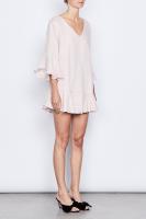 China Women Fashion Plus Size Elbow Bell Sleeve Linen Bow Tie Mini Dress for Women for sale