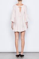 China Women Fashion Plus Size Elbow Bell Sleeve Linen Bow Tie Mini Dress for Women for sale