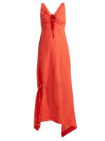 China Women Clothing Summer Sleeveless With V neck Linen Maxi Dresses For Ladies for sale