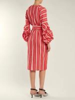 China 2018 Women Clothes Gathered Bell Sleeves Striped Midi Design Fashion Dresses For Women 2018 for sale