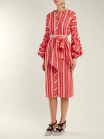 China 2018 Women Clothes Gathered Bell Sleeves Striped Midi Design Fashion Dresses For Women 2018 for sale