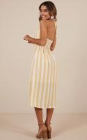 China New arrival High Quality Mustard Stripe Beach Dress Summer Women Maxi Dress Ladies Sleeveless for sale