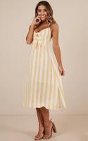 China New arrival High Quality Mustard Stripe Beach Dress Summer Women Maxi Dress Ladies Sleeveless for sale