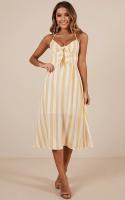 China New arrival High Quality Mustard Stripe Beach Dress Summer Women Maxi Dress Ladies Sleeveless for sale