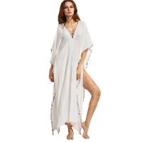 China Bohemian White Lace-up Long Summer Beach Cover Up Dress with Split for sale