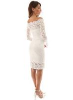 China Elegant off Shoulder Lace Bodycon Midi Dress for Woman for sale