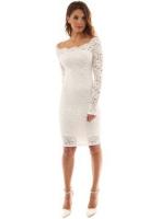 China Elegant off Shoulder Lace Bodycon Midi Dress for Woman for sale