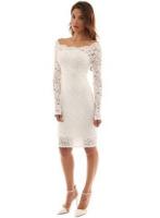 China Elegant off Shoulder Lace Bodycon Midi Dress for Woman for sale