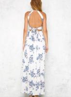 China Bohemian Halter Backless Sleeveless Floral Printed Slit Maxi Long Dress for Woman for sale