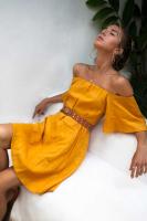 China Summer women off shoulder golden dress for sale