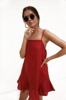 China Korean red slim mini dress with spaghetti strap for sale