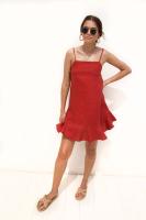 China Korean red slim mini dress with spaghetti strap for sale