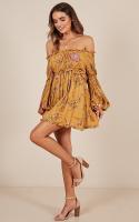 China Boho Summer Printed Mustard Floral Mini Women Casual Dresses for sale