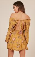 China Boho Summer Printed Mustard Floral Mini Women Casual Dresses for sale