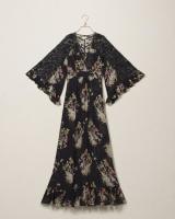 China Fashion Design Empire Waist Floral Embroidered V-Neckline Maxi Woman Dress for sale