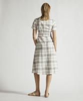 China Summer Clothing Women V Neck Midi Checked Linen Dress for sale
