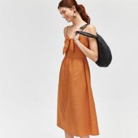China Boho Summer Dresses Design Women Spaghetti Strap Maxi 100% Linen Dress for sale