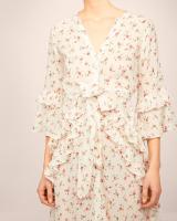 China Latest Flounce Design Bohemian Summer Roses Woman Dress with Bow for sale