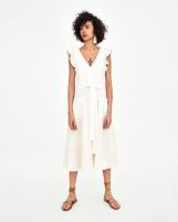 China Elegant white linen maxi woman dress with bow for sale