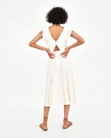 China Elegant white linen maxi woman dress with bow for sale