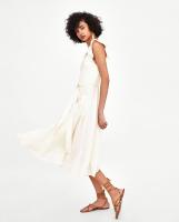 China Elegant white linen maxi woman dress with bow for sale