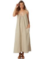 China Women 100% Linen Old Fashion Maxi Dress for sale
