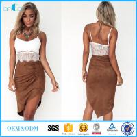 China Two piece of dress lace top and suede imitate skirt women summer sets for sale