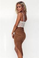China Two piece of dress lace top and suede imitate skirt women summer sets for sale