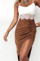 China Two piece of dress lace top and suede imitate skirt women summer sets for sale