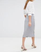 China Front split belted pencil women formal fancy skirt top designs for sale