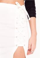 China Lace up detail mini skirt white school japanese girl short skirt for sale