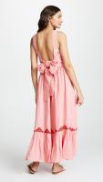 China 2018 Pink Linen Embroidery Women Maxi Dress Summer for sale