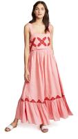 China 2018 Pink Linen Embroidery Women Maxi Dress Summer for sale
