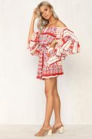 China Summer Dresses Women Boho Printed Off Shoulder Mini Dress for sale
