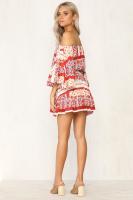 China Summer Dresses Women Boho Printed Off Shoulder Mini Dress for sale